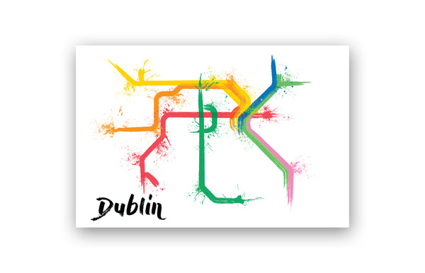 World Splatter Railroad Map Dublin - Larger Than Life Prints